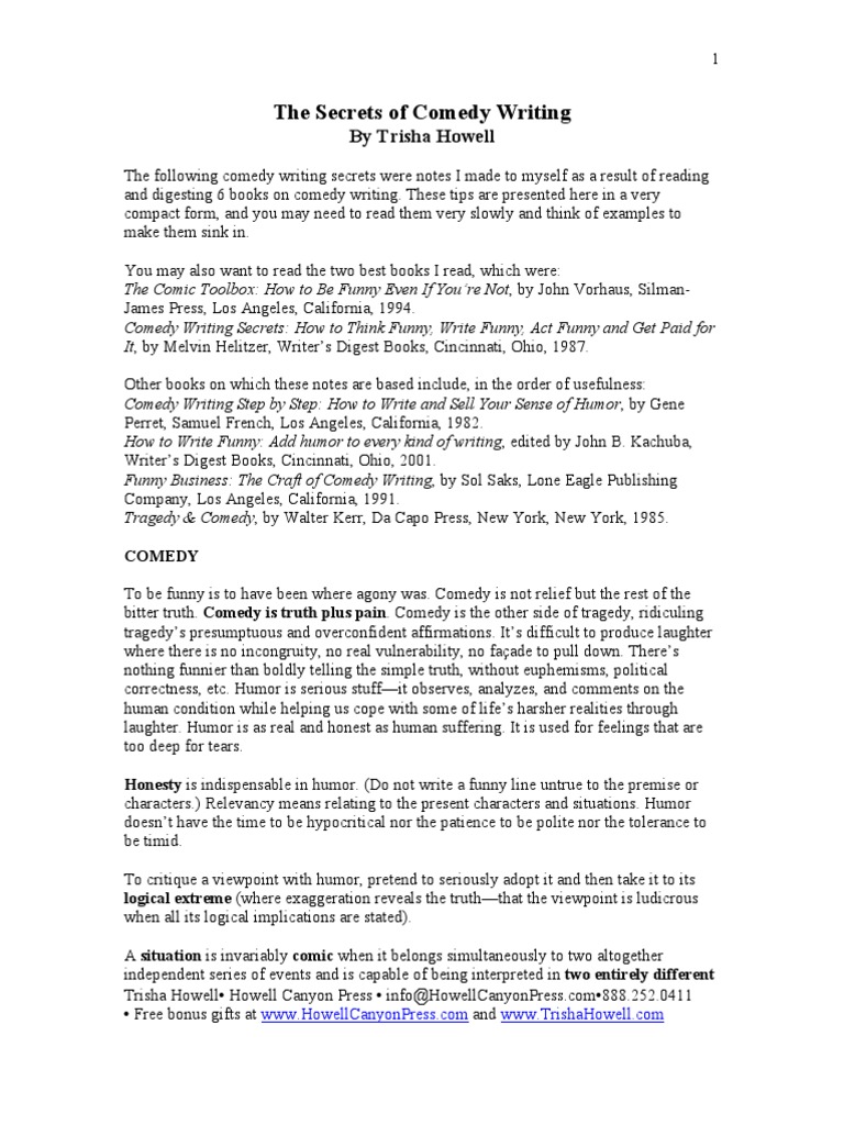 Bonus Gift Secrets of Comedy Writing | PDF | Irony | Comedy