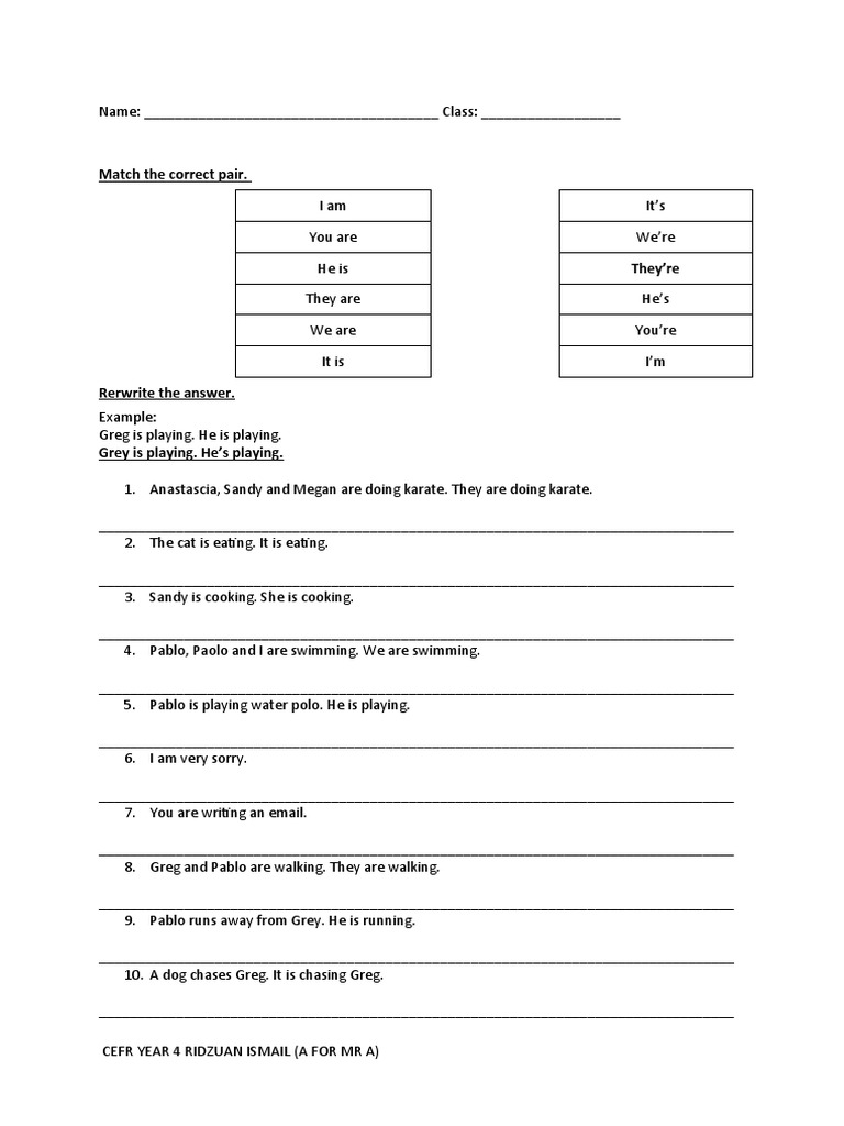 Topic 1 Grammar Contraction | PDF