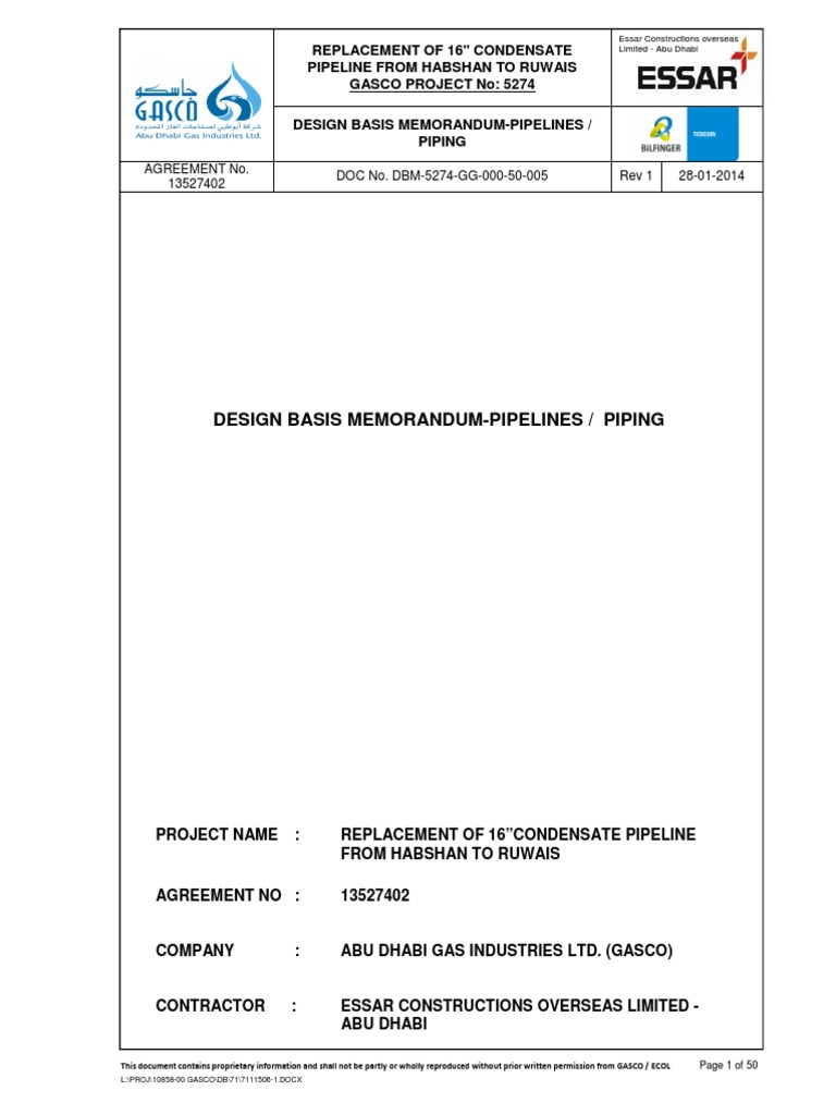 Pipeline Design Basis | PDF | Pipe (Fluid Conveyance) | Mechanical ...