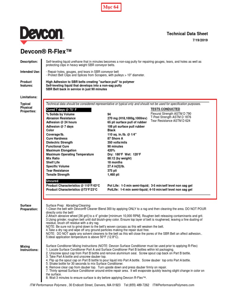 Mục 64 Keo dán nguội băng tải Devcon R flex 15565 | PDF | Abrasive ...