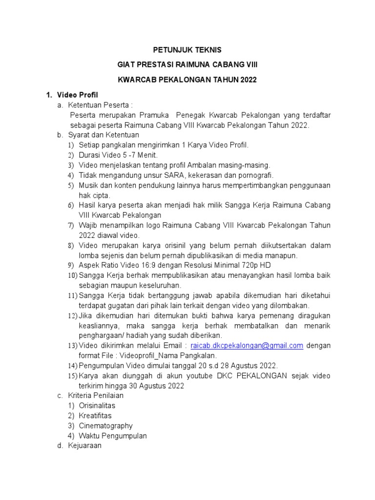 Petunjuk Teknis Giat Prestasi | PDF