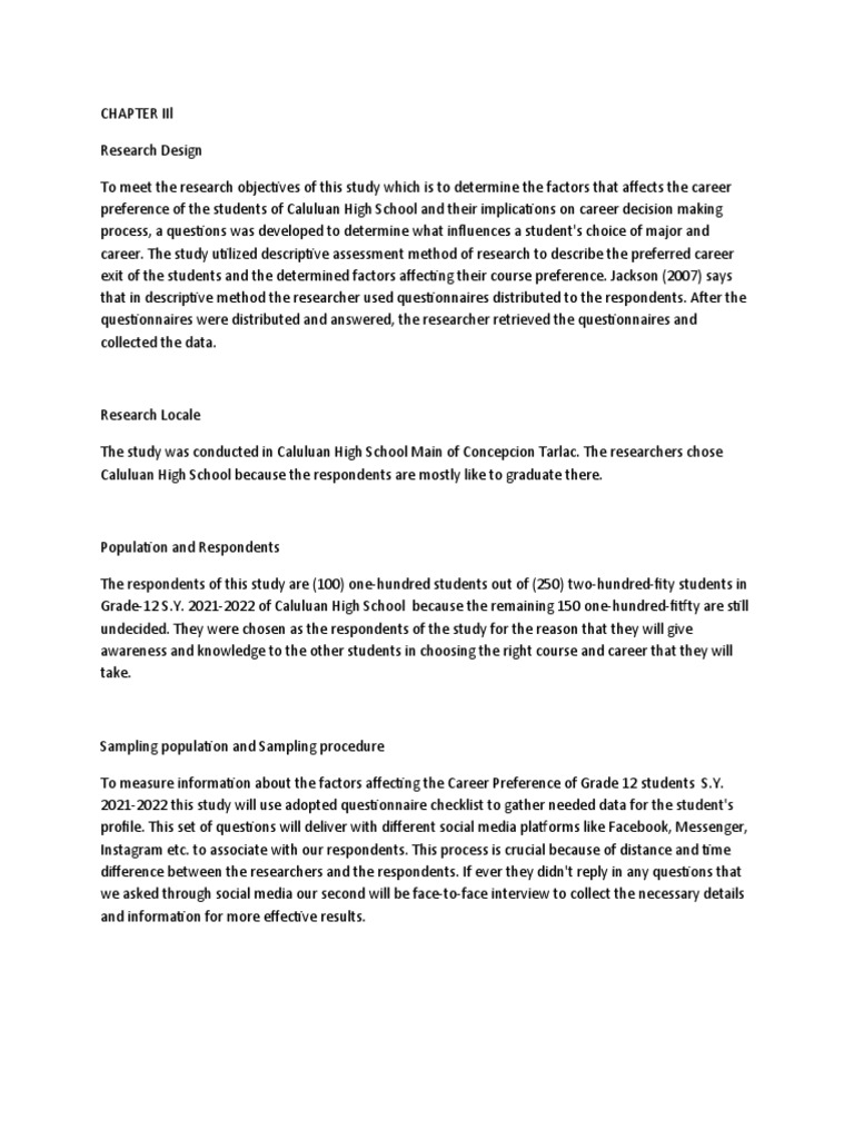 Chapter 3 | PDF | Questionnaire | Data