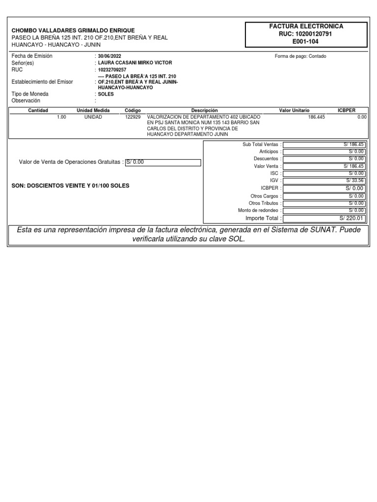 PDF Doc E001 10410200120791 | PDF | Pagos | Dinero