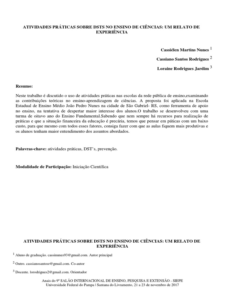 Atividade Pratica Sobre DST | PDF | Science | Aprendizado