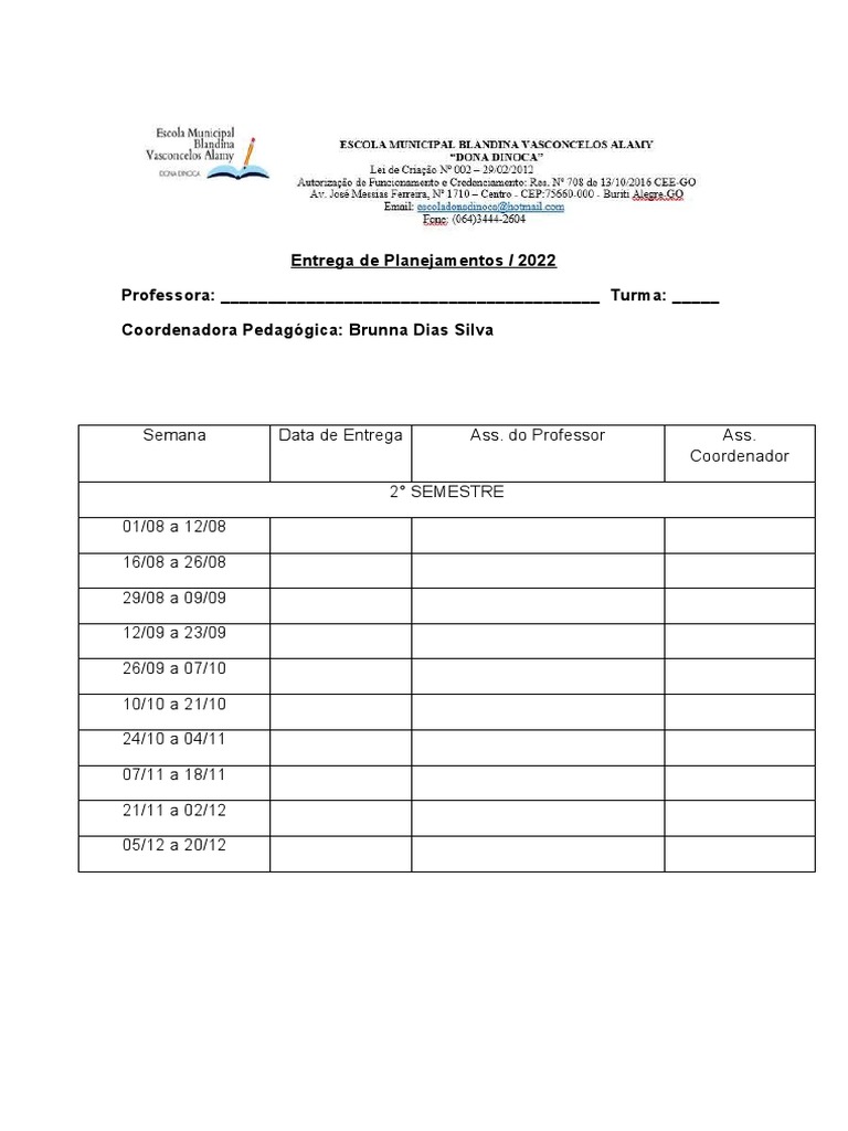 TABELA ENTREGA DE PLANOS | PDF TABELA ENTREGA DE PLANOS | PDF