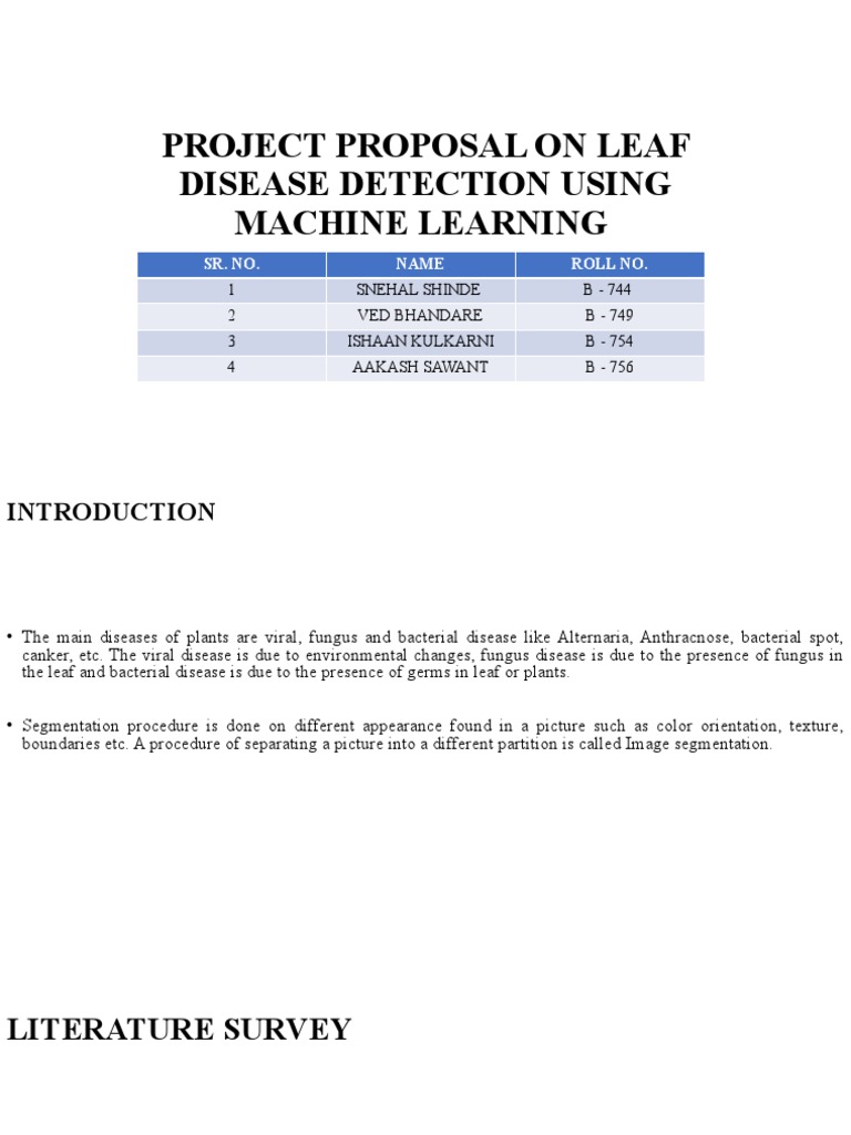 Project Proposal On Leaf Disease Detection Using Machine | PDF | Statistical Classification ...