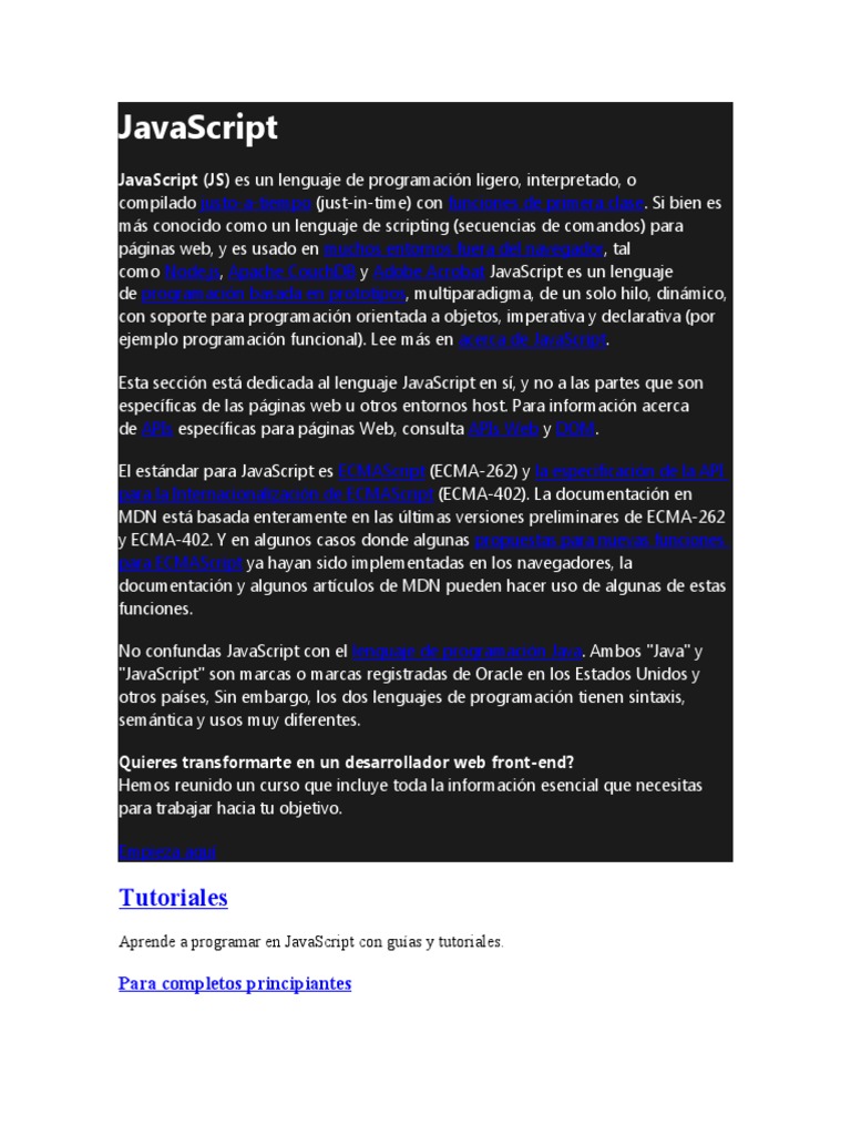 Java Script | PDF | Script Java | Lenguaje de programación Java Script | PDF | Script Java | Lenguaje de programación