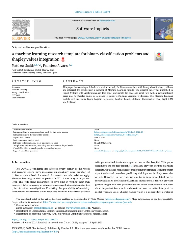 A Machine Learning Research Template For Binary Classification Problems ...