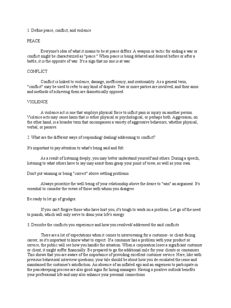 Peace, Conflict and Violence | PDF | Violence | Peace