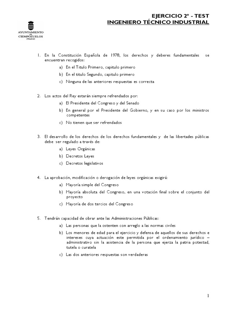 Examen Ingeniero Tecnico Industrial | PDF | Gobierno | Justicia Examen Ingeniero Tecnico Industrial | PDF | Gobierno | Justicia