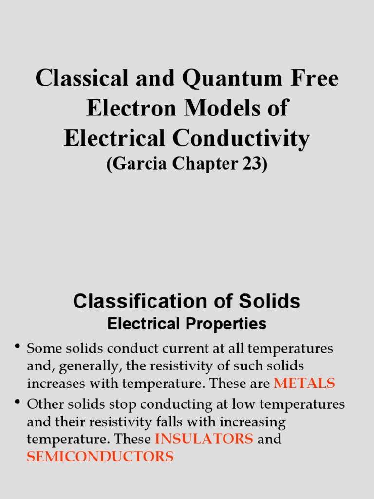 8 Free Electron Models of Conductivity | PDF | Electrical Resistivity ...