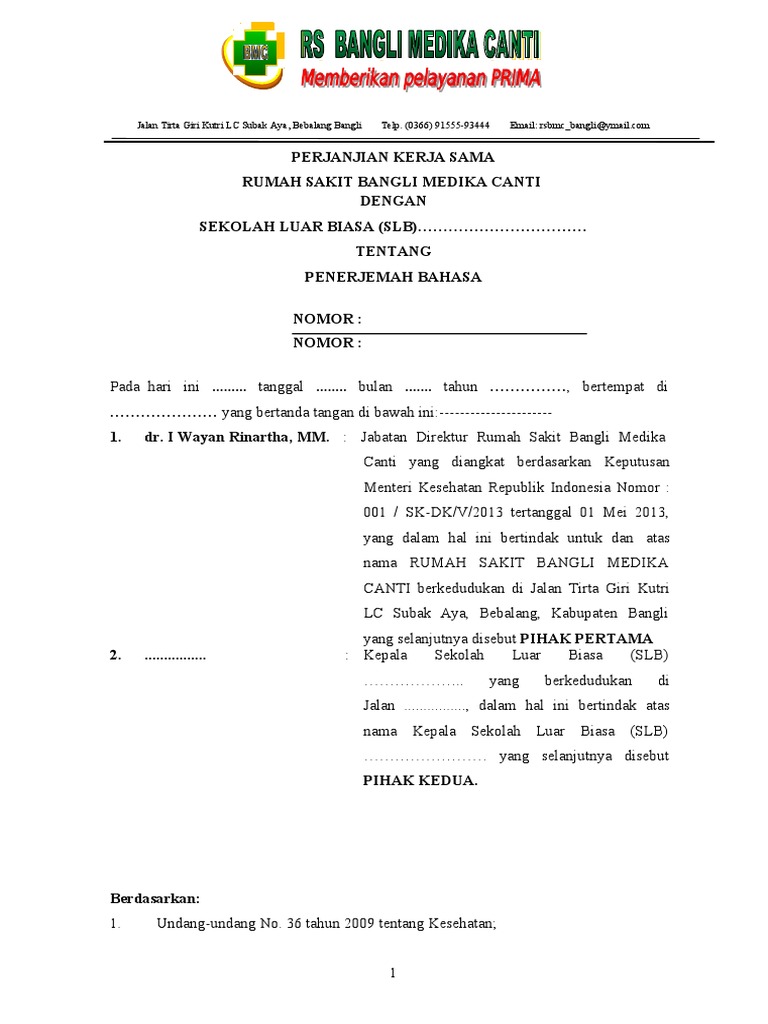 Contoh MoU Dengan SLB | PDF