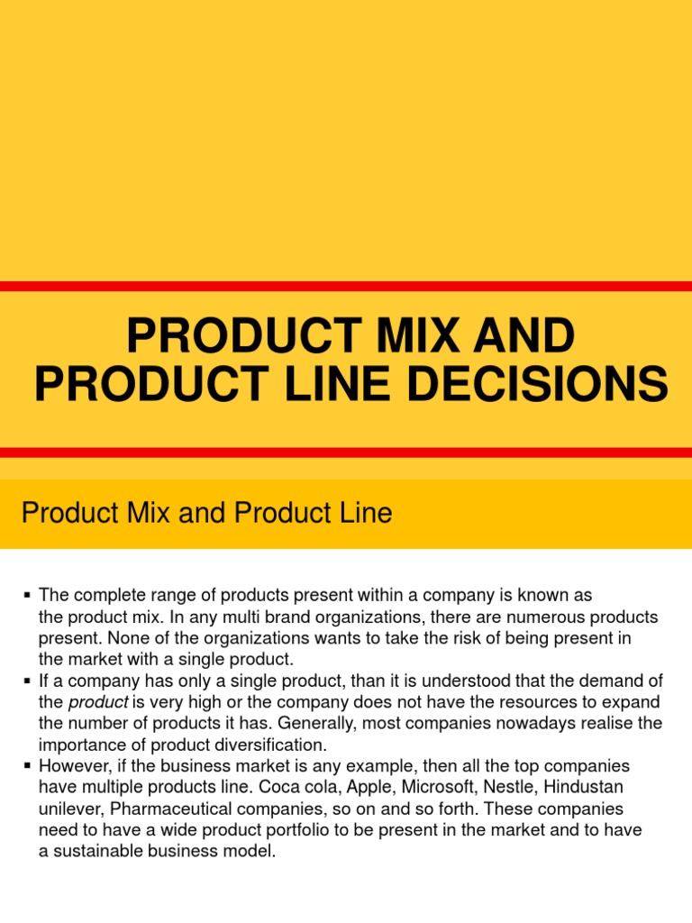 Product Mix and Product Line Decisions | PDF | Marketing | Market Analysis