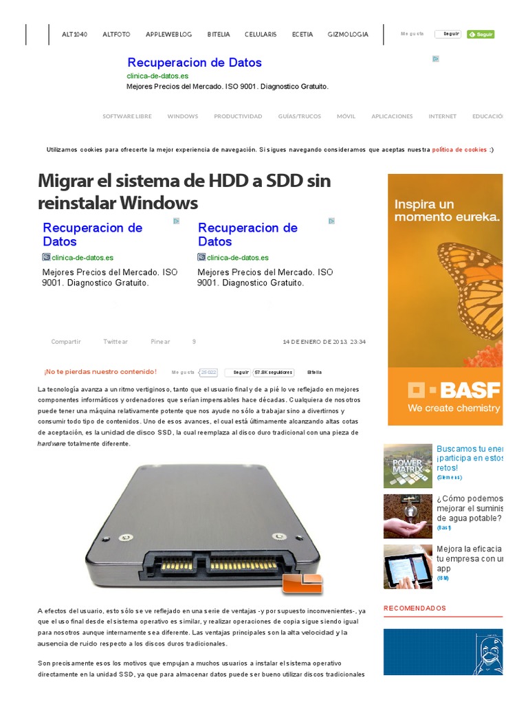 Migrar El Sistema de HDD A SDD Sin Reinstalar Windows | PDF