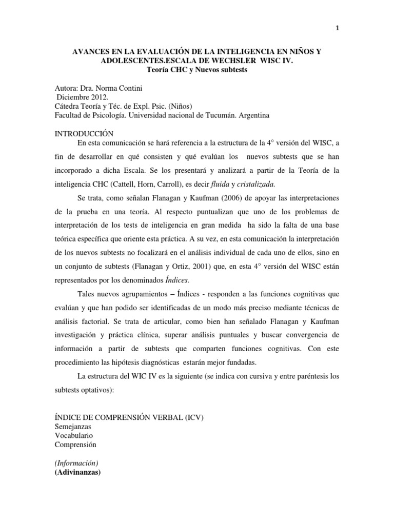 Avances en La Evaluacion - CHC | PDF | Inteligencia | Cognición