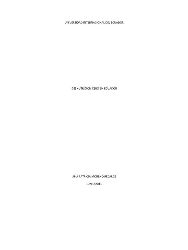 Desnutricion Cero En Ecuador Pdf