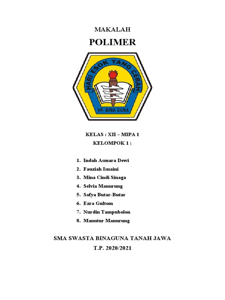 Makalah Polimer Sma Binaguna | PDF | Sains & Matematika