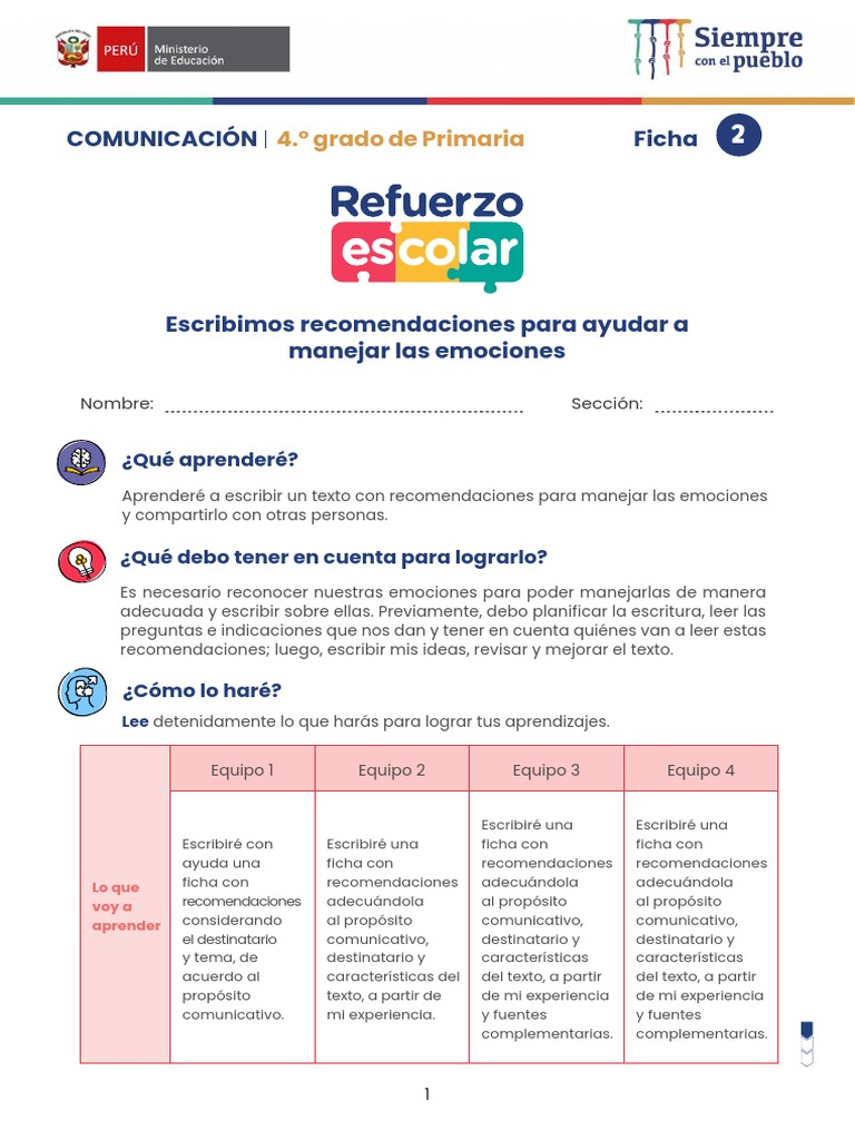 CHP Ebr Primaria Urbano Refuerzo Fichas 08 | PDF | Las emociones