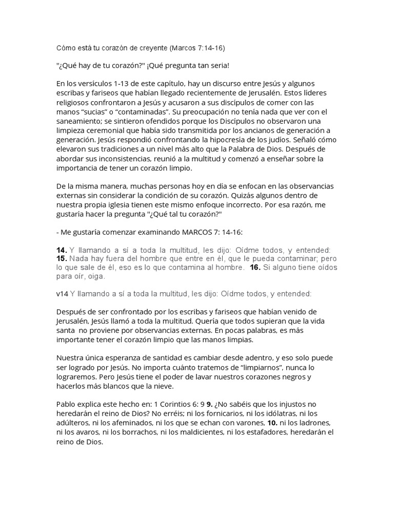 Como Está Tu Corazón | PDF | Pecado | Jesús