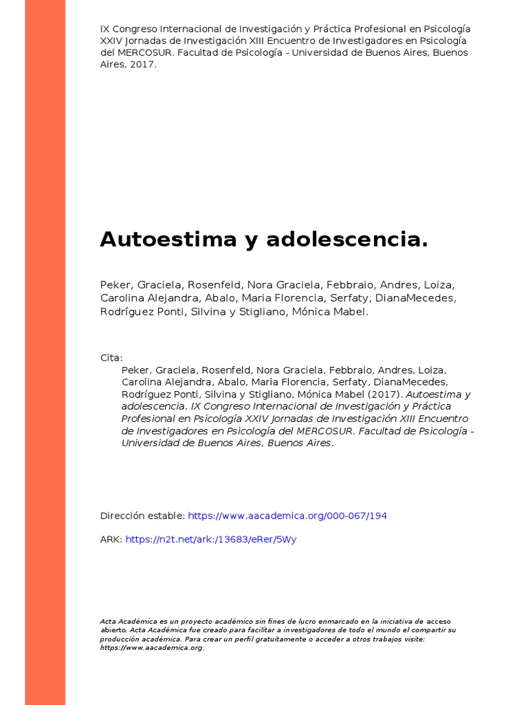 Peker, Graciela, Rosenfeld, Nora Gra (... ) (2017) - Autoestima y ...