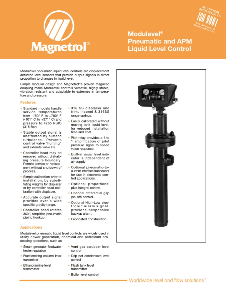 Pneumatic and Apm Liquid Level Control | PDF | Valve | Pressure