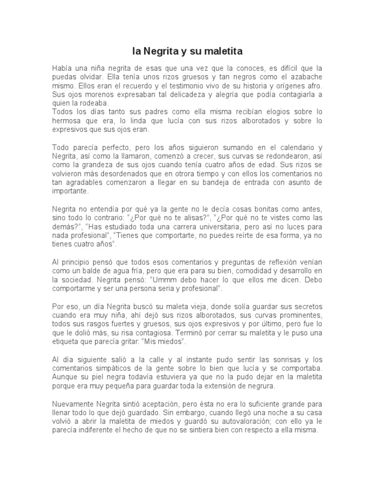 Cuento La Negrita y Su Maletita | PDF