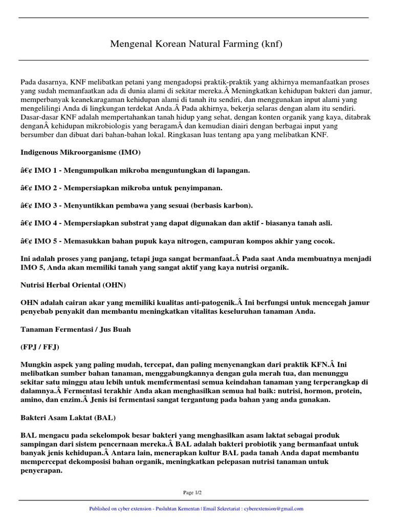Mengenal Korean Natural Farming (KNF) | PDF
