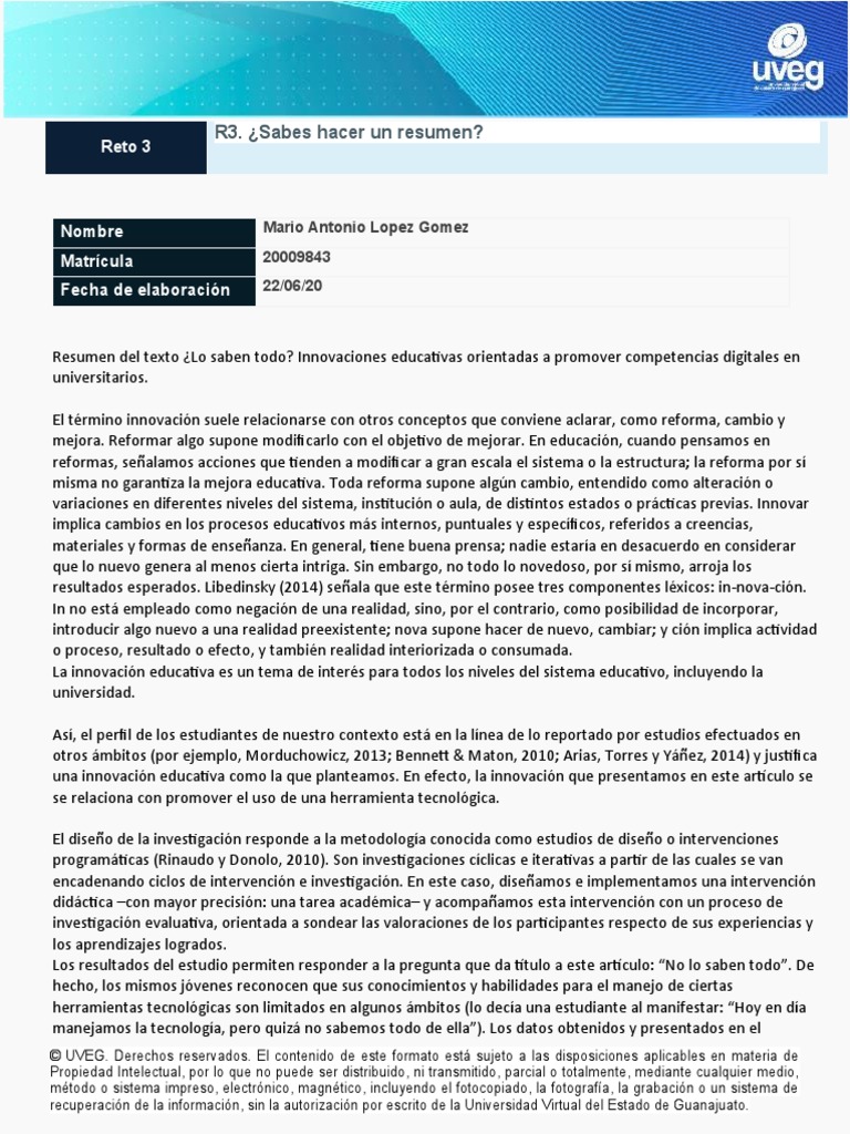 Lopez Mario R3 U1 | PDF | Innovación | Literatura