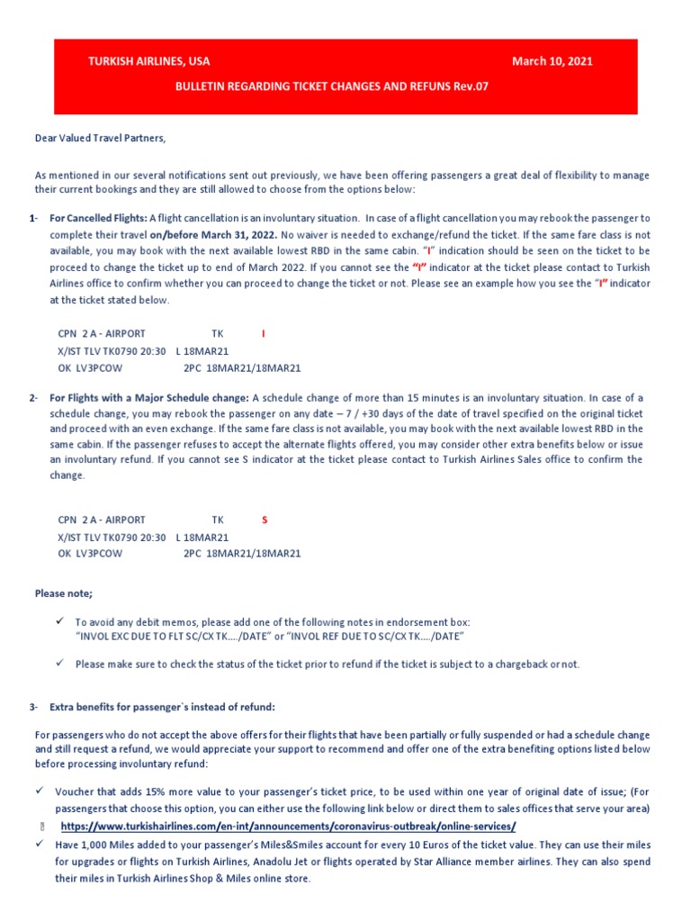 Turkish Airlines Ticket Change Policy | PDF | Fare | Transport