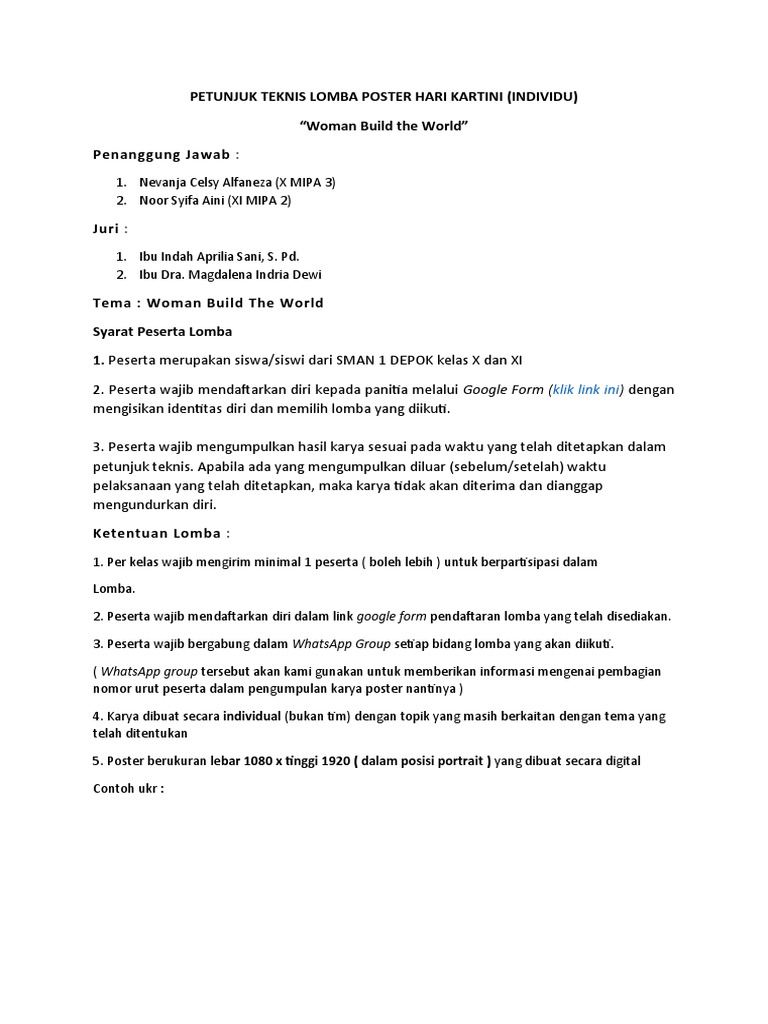 Juknis Lomba Poster Kartini 2022 Final | PDF | Ilmu Sosial | Seni