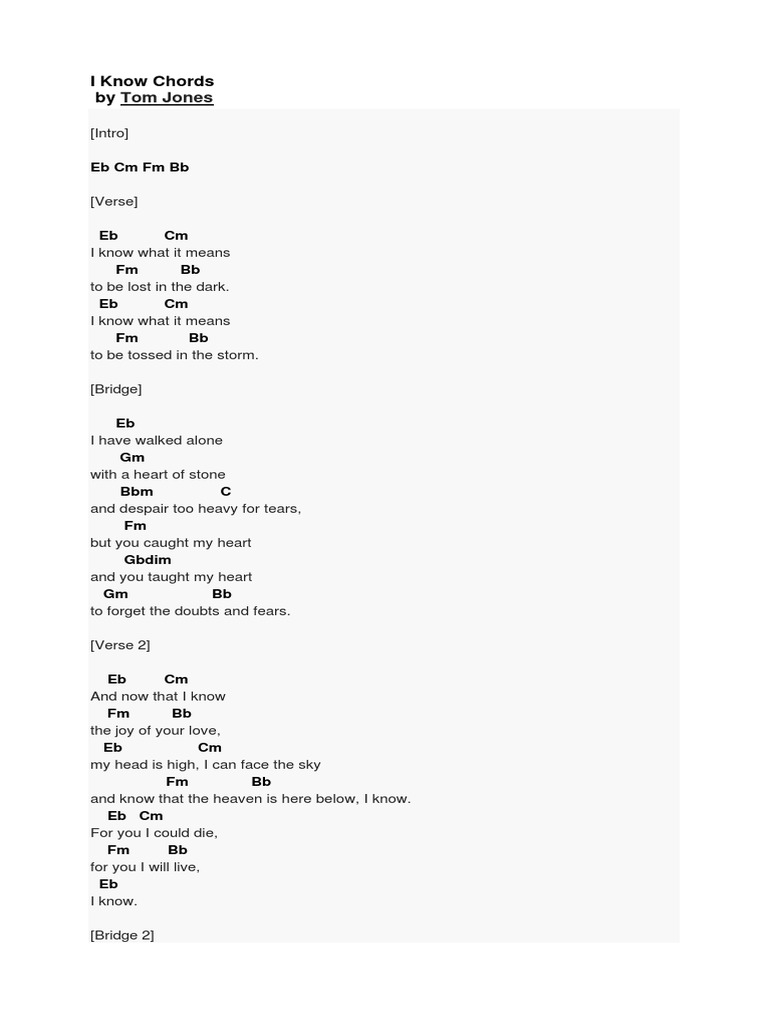 I Know Chords Tom | PDF