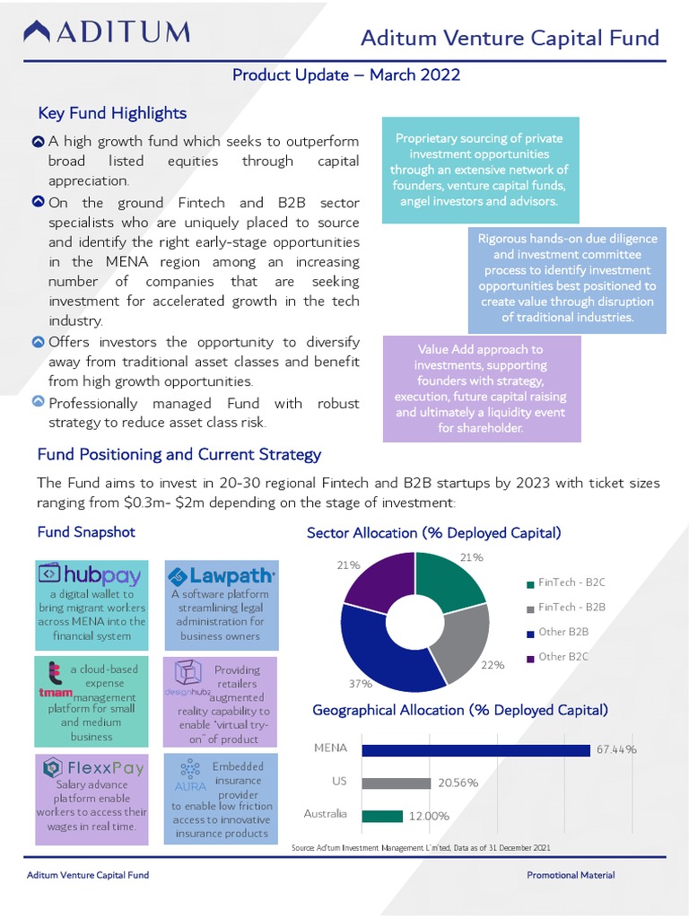 Aditum Venture Capital Fund Flyer | PDF | Investing | Corporate Finance