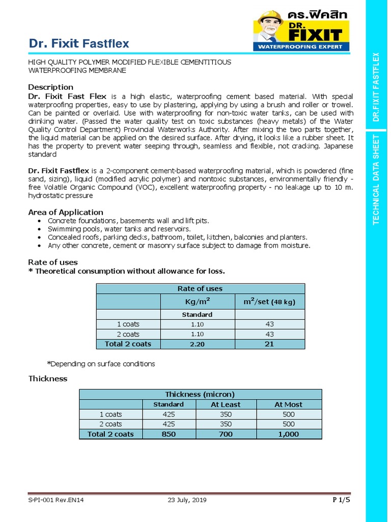 Dr. Fixit Fastflex: A Highly Elastic Polymer Modified Flexible ...
