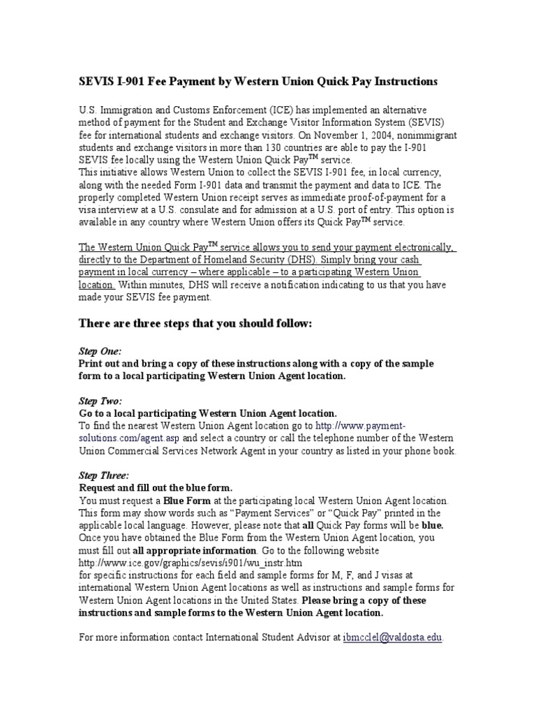 Sevis Fee Western | PDF | Western Union | Service Industries