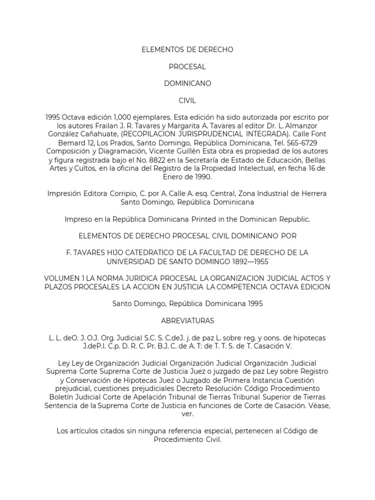 Elementos de Derecho Procesal Civil Dominicano | PDF | Caso de ley | Jurisdicción