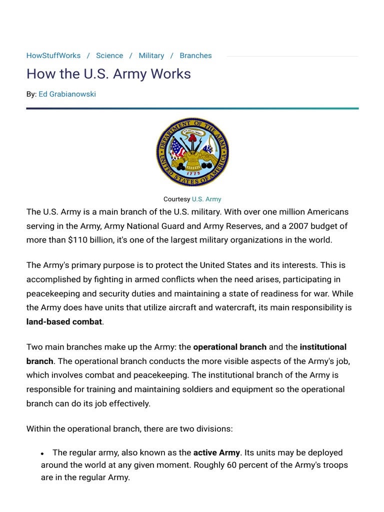 How The U.S. Army Works: Howstuffworks / Science / Military / Branches ...