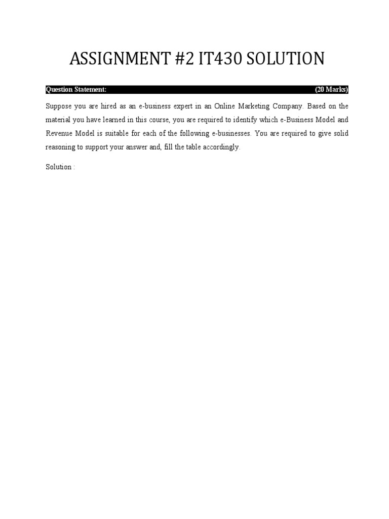 Assignment #2 It430 Solution: Question Statement: (20 Marks) | PDF | Electronic Business | Fee