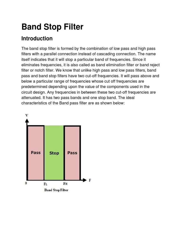 Band Stop Filter | PDF | Electronic Filter | Low Pass Filter