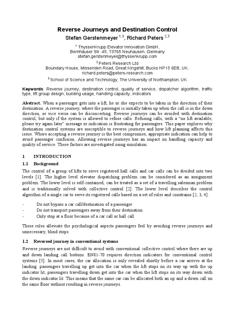 Reverse Journeys and Destination Control: Stefan Gerstenmeyer, Richard ...