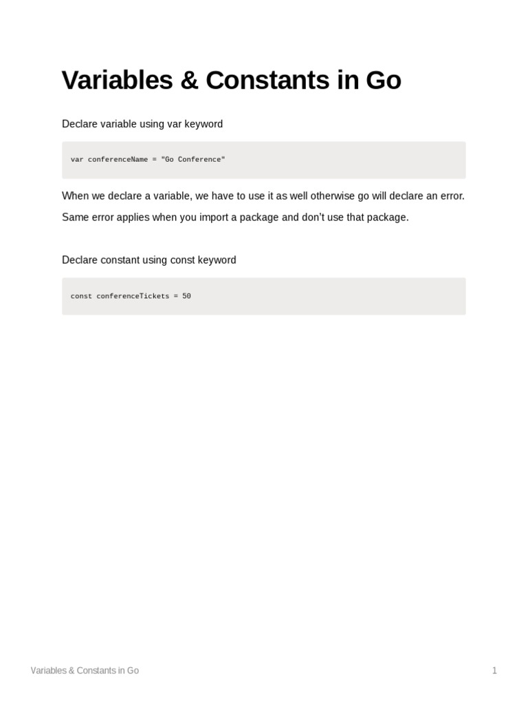 Variables Constants in Go | PDF | Business | Technology & Engineering