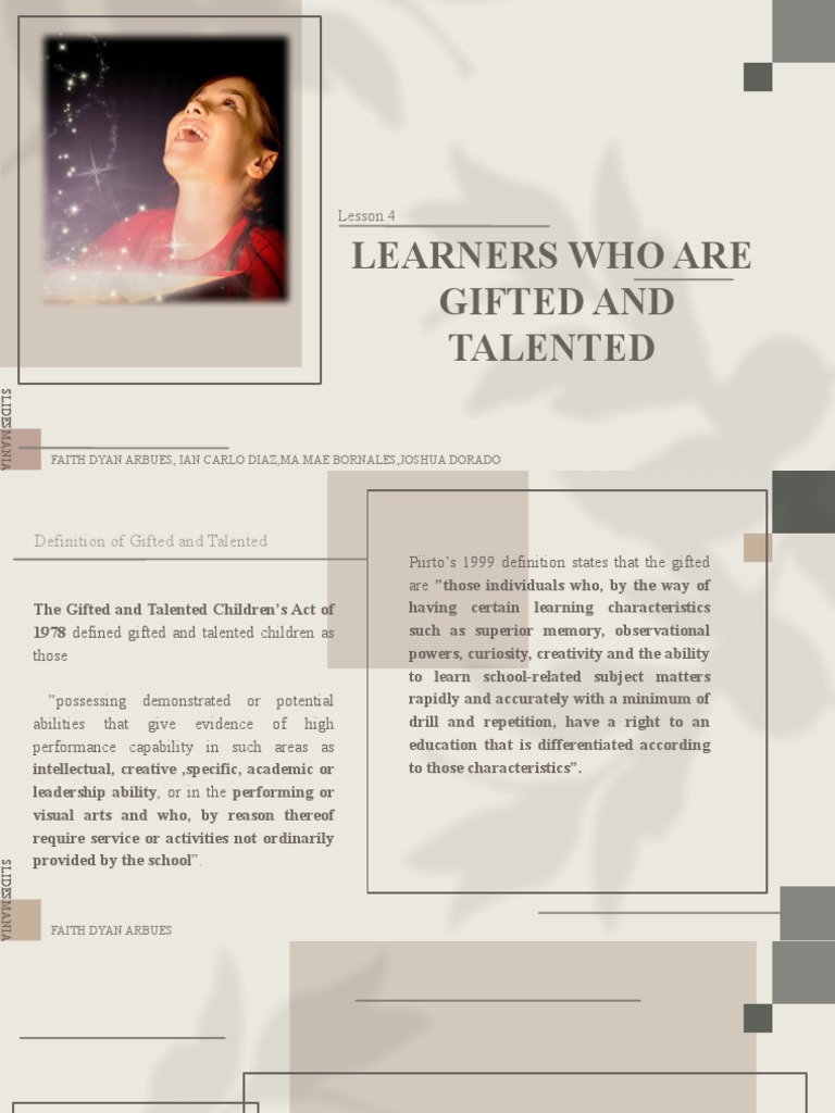 Learners Who Are Gifted and Talented: Lesson 4 | PDF