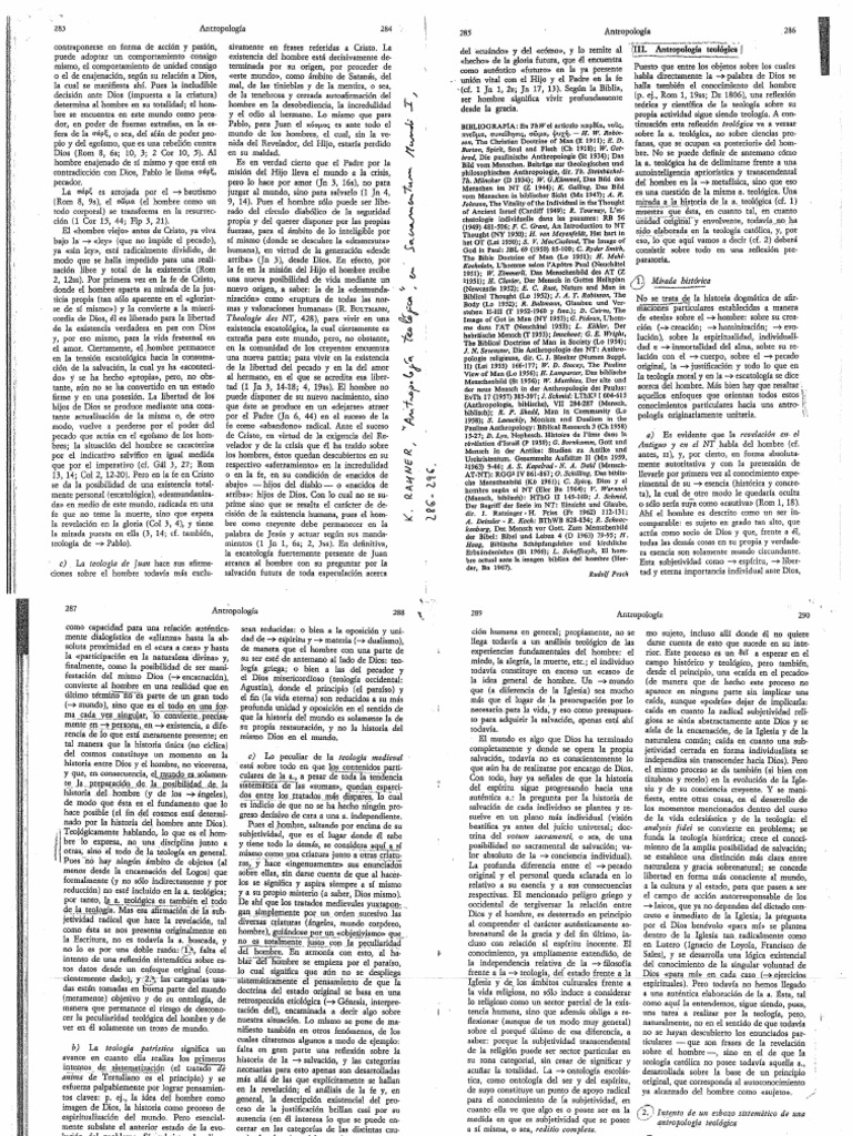 Lecturas Karl Rahner Antropología Teológica | PDF