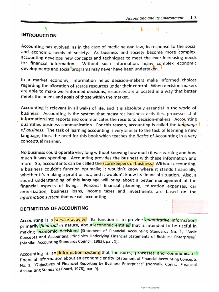 Part 1 - Accounting and Its Environment | PDF