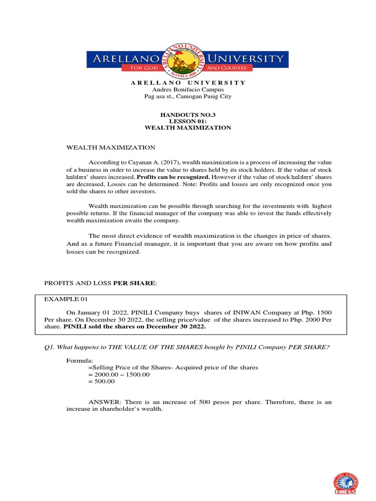 Business Finance Handouts No. 3 | PDF | Stocks | Investing