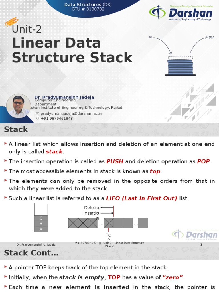 Unit 2 Linear Data Structure Stack Pdf Subroutine Software Engineering
