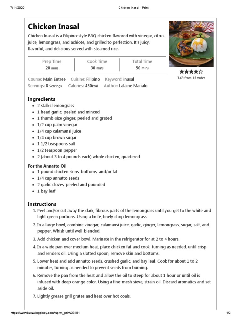 Chicken Inasal | Download Free PDF | Asian Cuisine | Regional & Ethnic Food