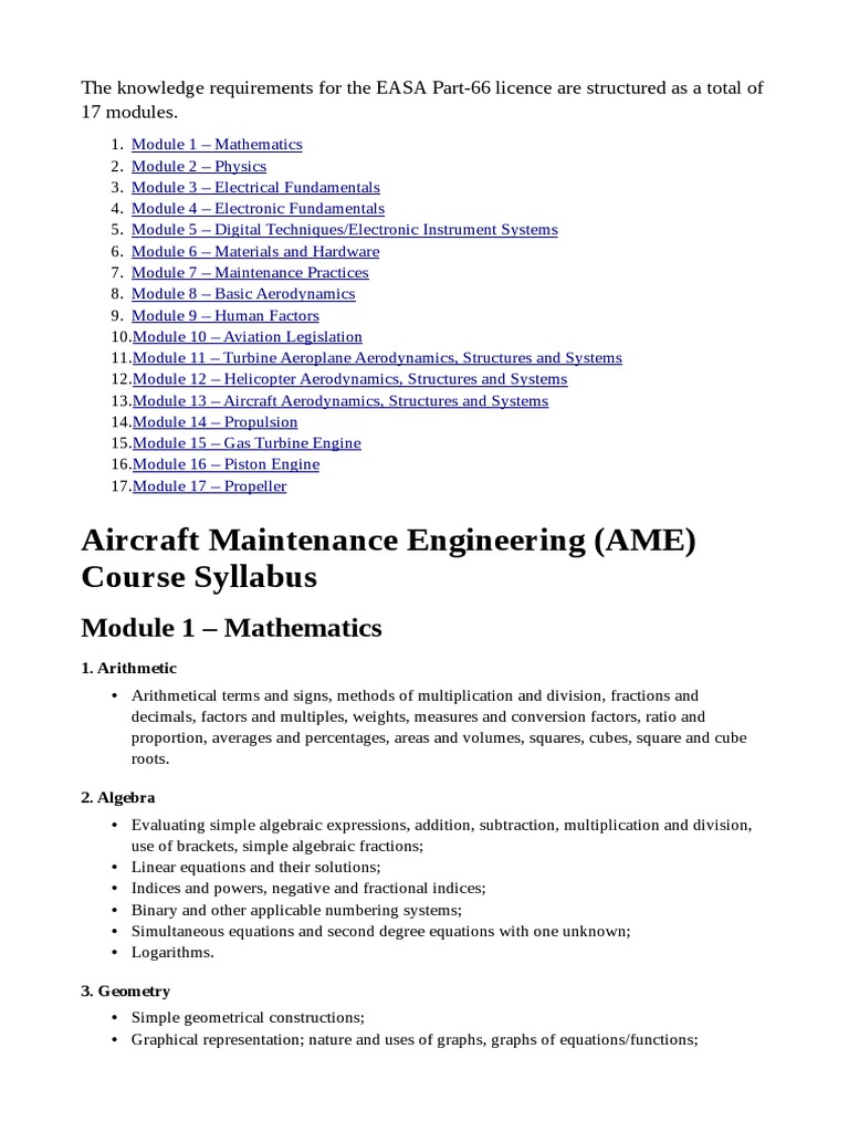 EASA Part-66 Modules (17 Modules) | PDF | Home & Garden | Science ...