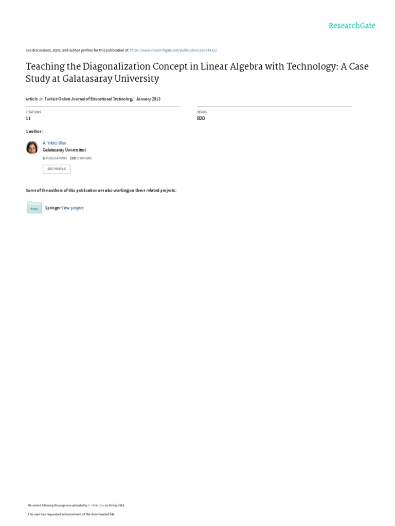 Teaching The Diagonalization Concept In Linear Alg Pdf Eigenvalues