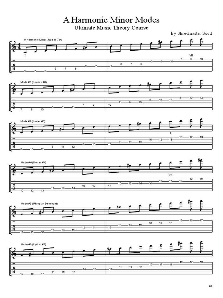 Harmonic Minor Modes | PDF | Mode (Music) | Minor Scale