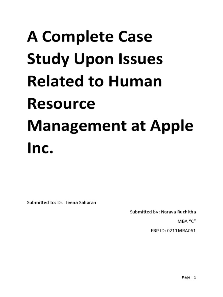 A Complete Case Study Upon Issues Related To Human Resource Management at Apple Inc | PDF ...